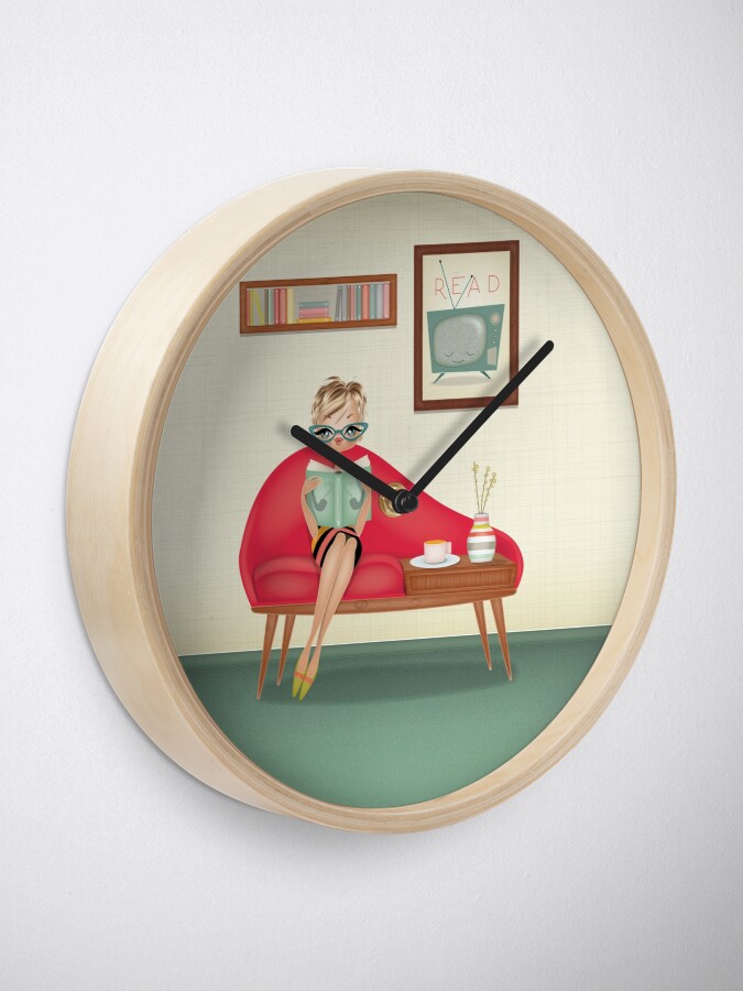 READ-ILLUSTRATION-RETRO-VINTAGE-MODERN-MID-CENTURY-STYLE-WOMAN- BOOK ...